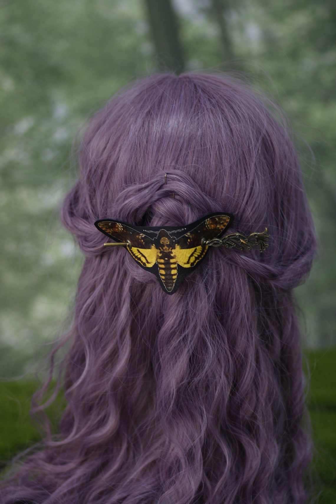 Deaths Head Moth Hair Barrette in Vegan Leather Autumn Autumn | Etsy