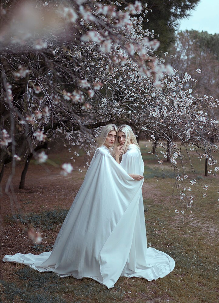 Wedding Cape Bridal Cloak Natural White Ivory Satin Cape With - Etsy UK