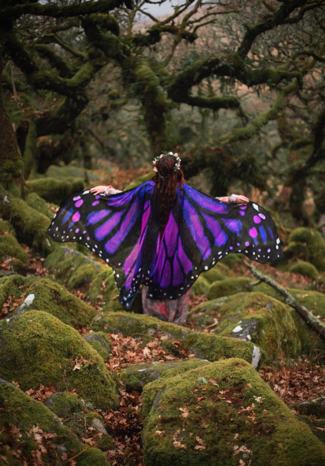 Long Purple Pink Butterfly Fairy Wings Costume Adult Dance Bridal