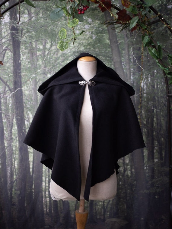 Black Capelet Riding Hood Short Cape Stole Vegan Wool Capelet - Etsy