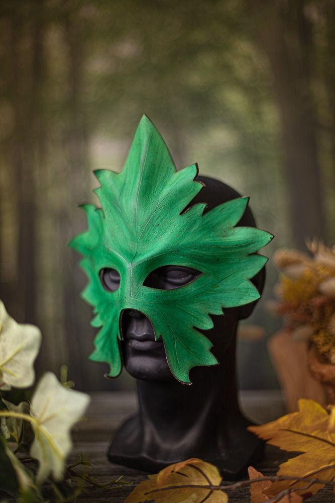 Leather Mask Druid Leaf Maple Autumn Natural Wiccan Masquerade - Etsy UK