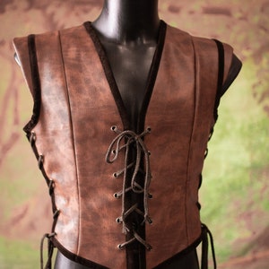 Brown Faux Leather Surcoat - Unisex Elven Renaissance Costume Vest - Etsy