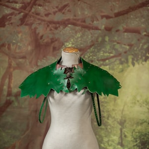 Elven Leather Gorget Green Leaf Armor Shoulders Inspired Armor ...