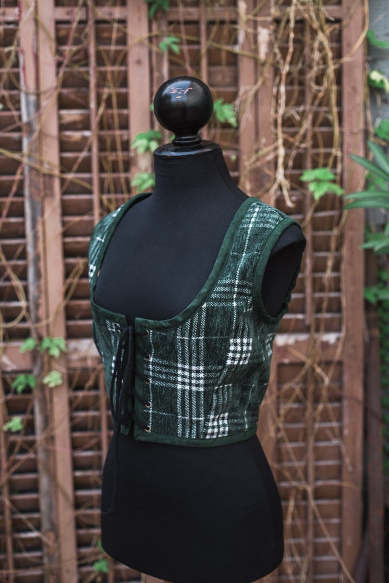 Tartan Green Bodice, Outlander Cottagecore Style Corset Vest ...