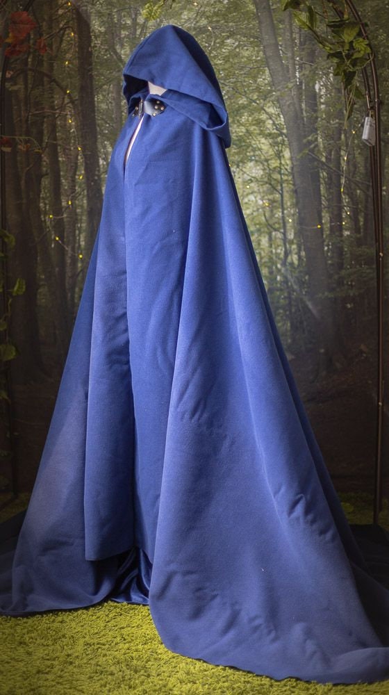 Blue Vegan Wool Cloth Cape Hooded Cloak Riding Hood Cloak With - Etsy UK