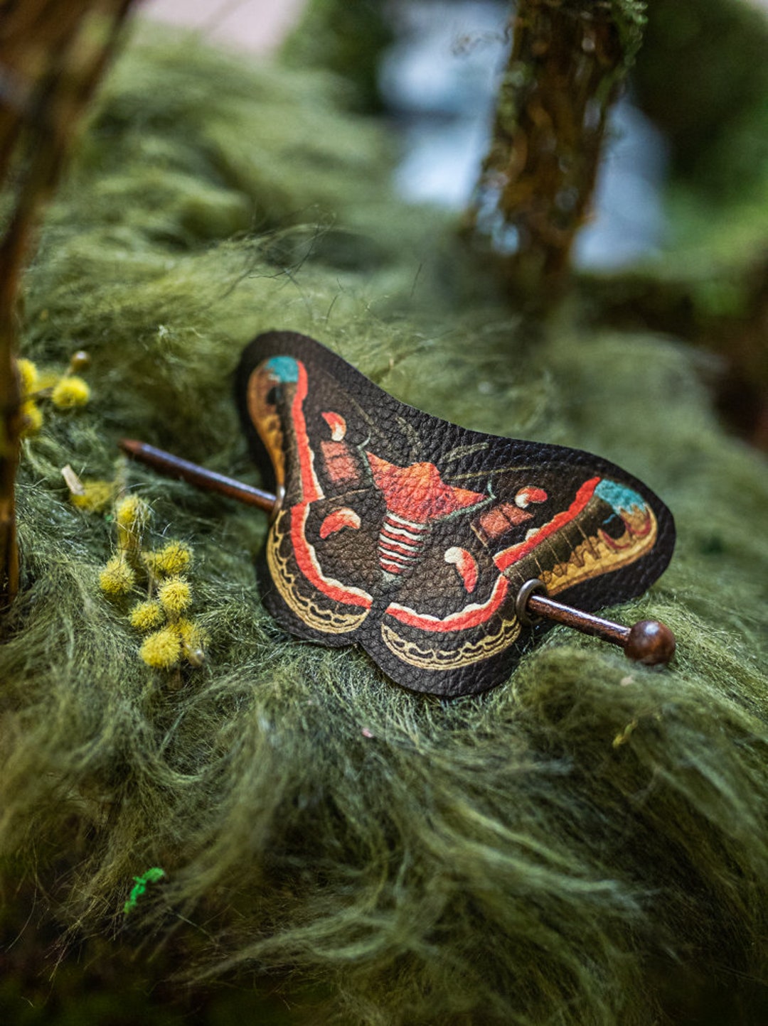 Red Moth Butterfly Hair Barrette in Vegan Leather Autumn Whimsical ...