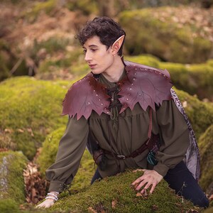 Elven Leather Gorget Brown Leaf Armor Shoulders Inspired Armor ...