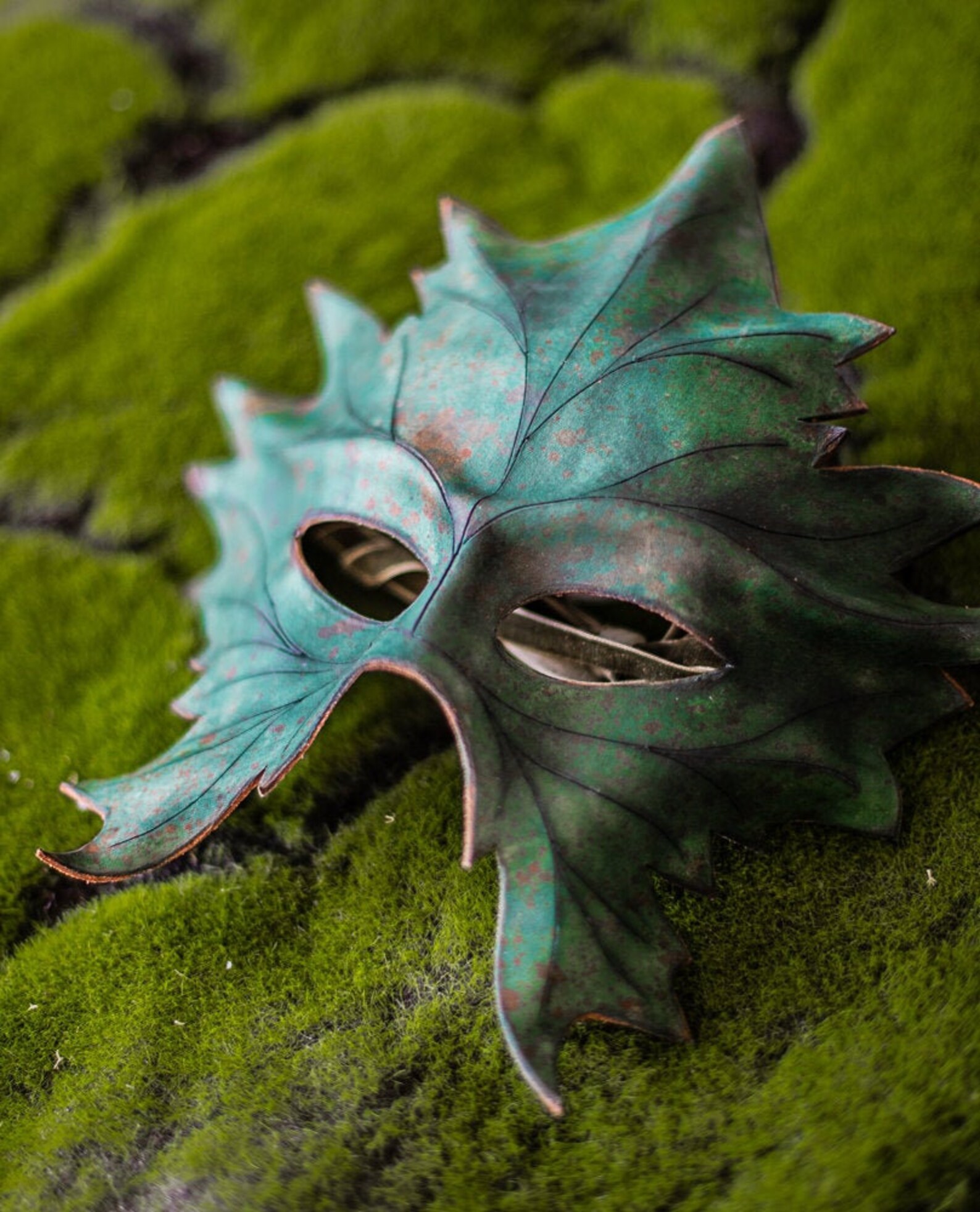 Leather Mask Druid Leaf Maple Autumn Natural Wiccan Masquerade | Etsy
