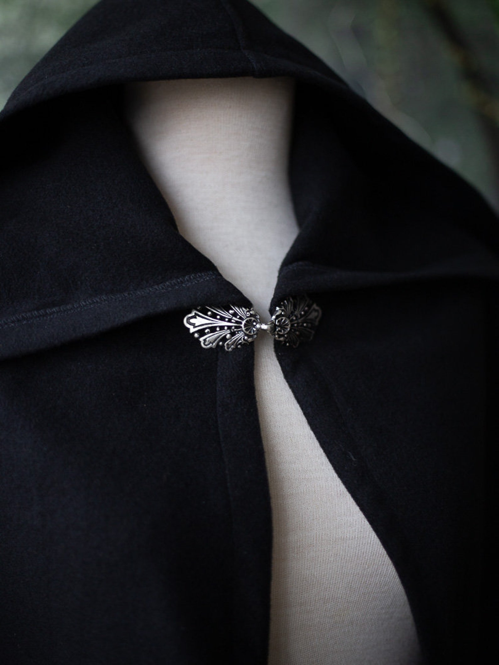 Black Capelet Riding Hood Short Cape Stole Vegan Wool Capelet Stole ...