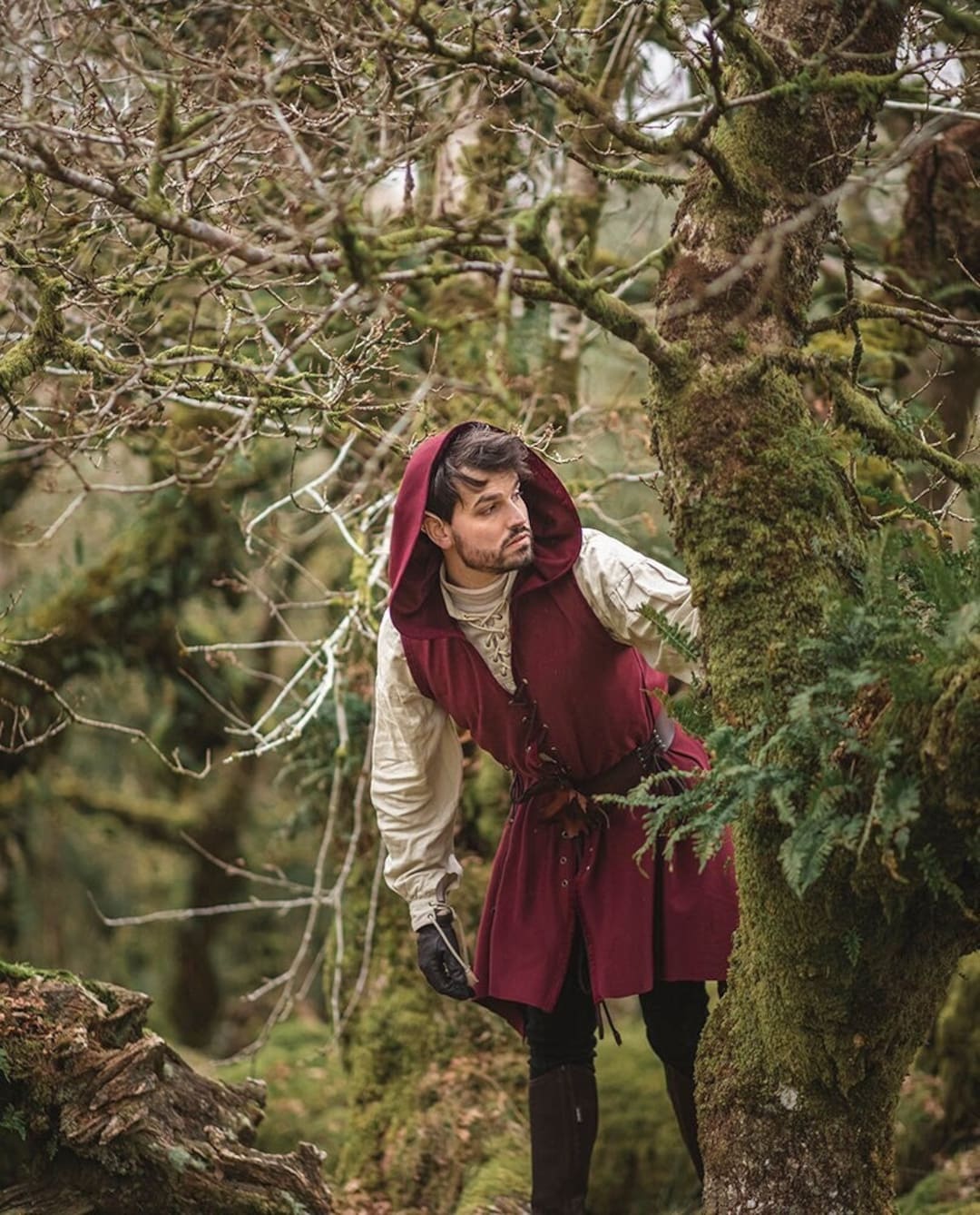 Brown Hooded Ranger Surcoat - Unisex Renaissance Cosplay Vest - Etsy