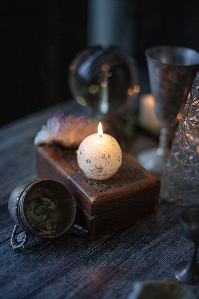 Moon Candle - Celestial Home Decor - Witchcraft Night Flower Scent ...