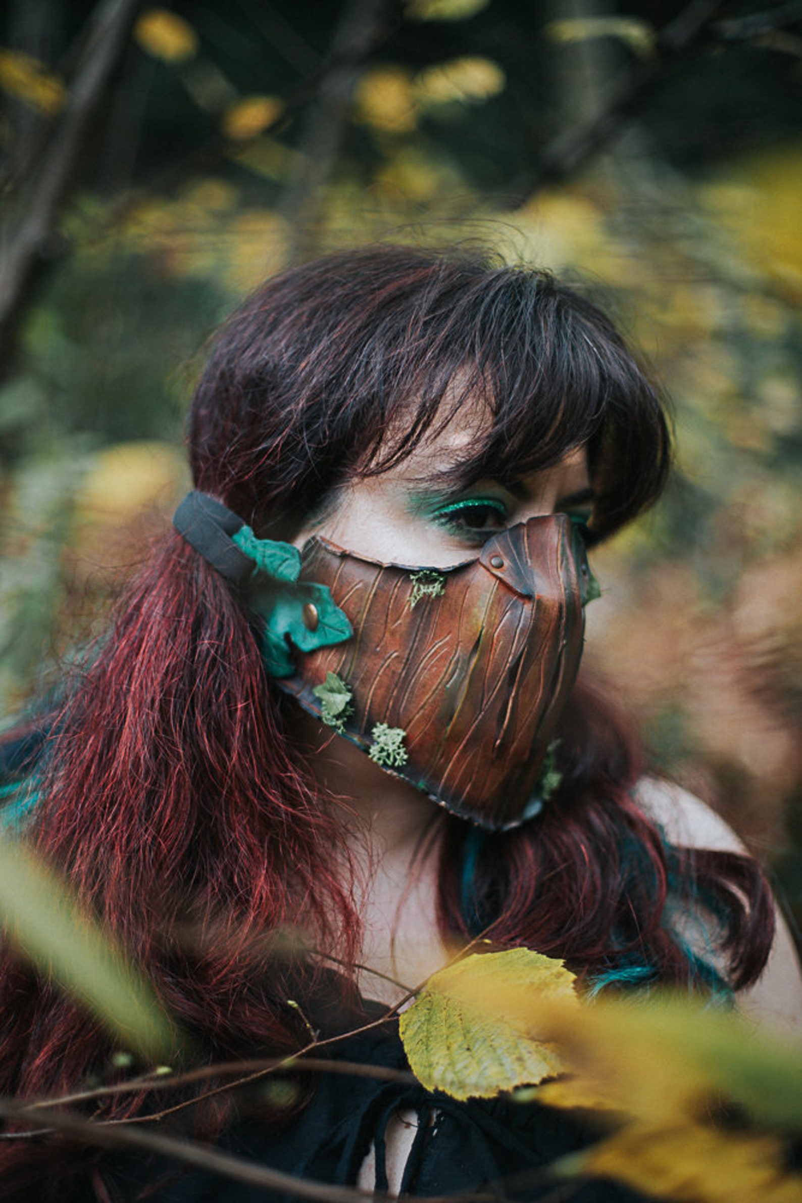 Leather Mask Druid Leaf Maple Autumn Natural Wiccan Masquerade - Etsy