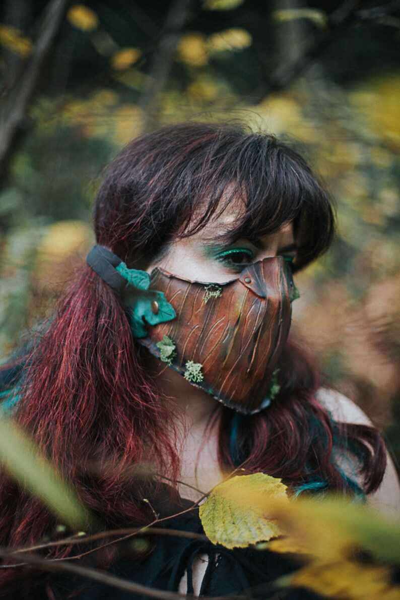 Leather Mask Druid Leaf Maple Autumn Natural Wiccan Masquerade - Etsy