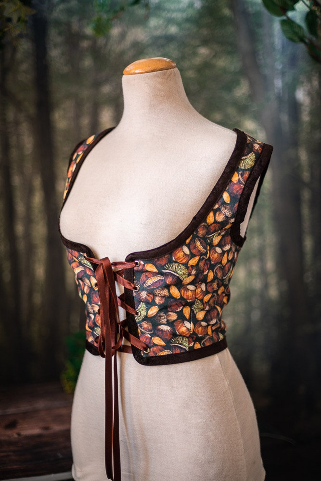 Hobbit Bodice, Chestnuts Autumn Renaissance Corset Flowers Cottagecore ...