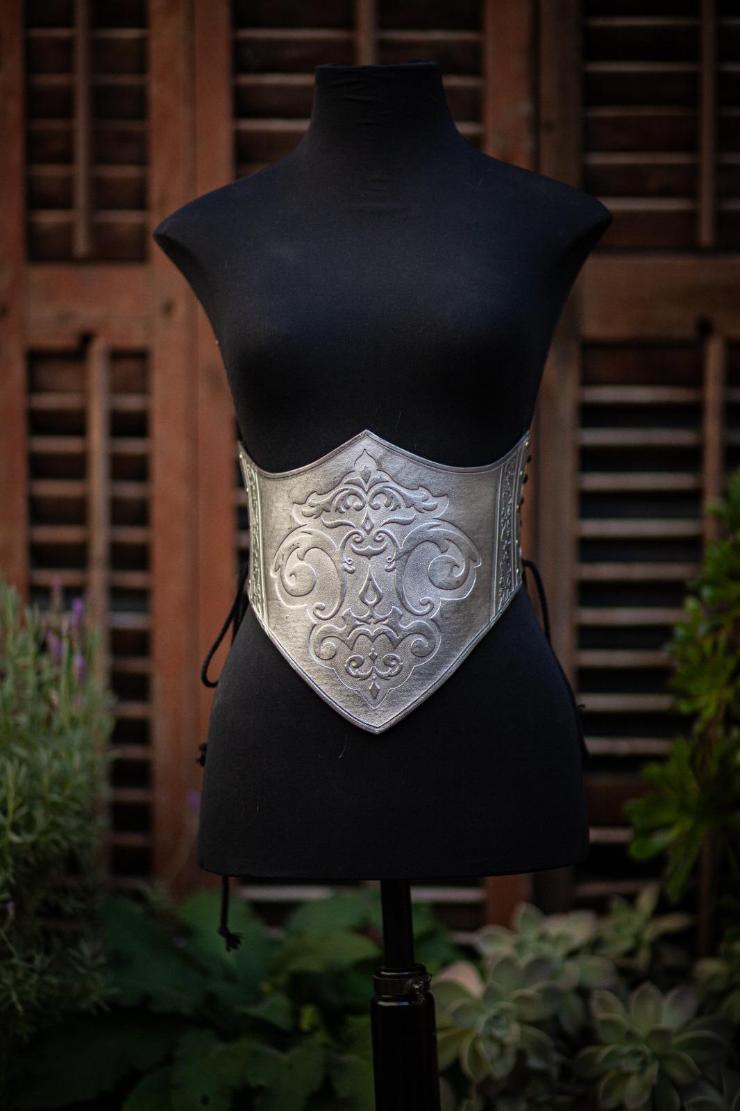 Armor Belt - Silver Leather Corset Mevieval , Medievalcore Knight ...