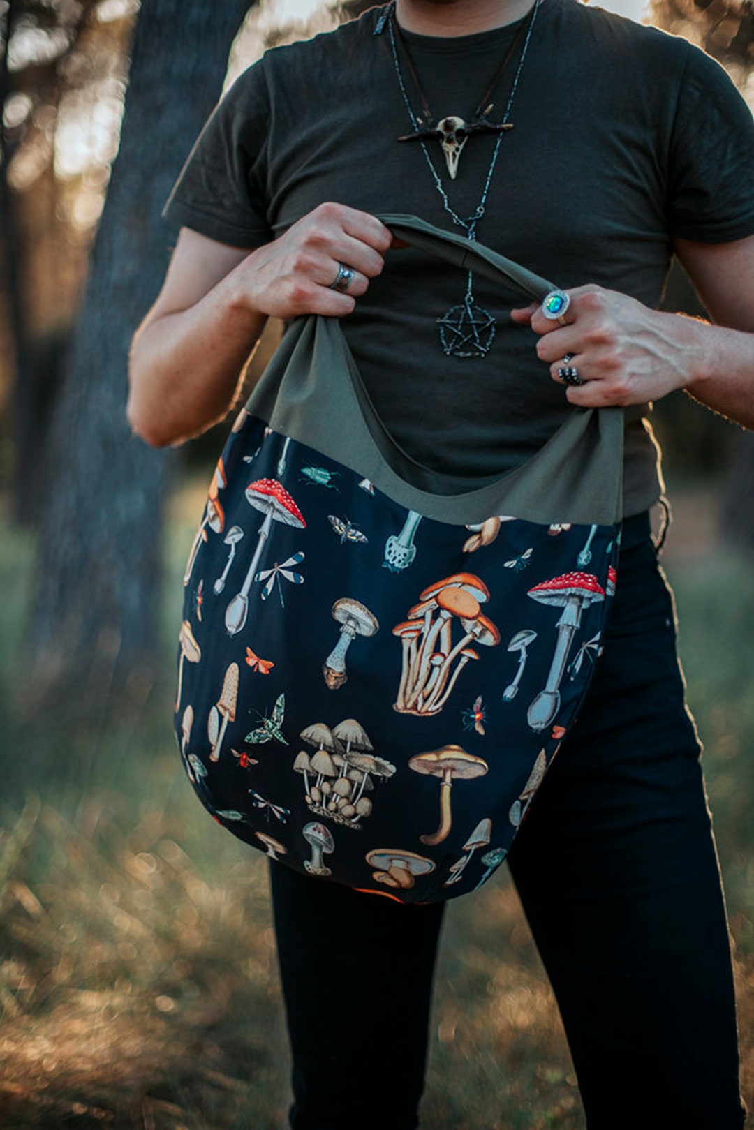 Mushrooms Tote Bag Witch Bag Fabric Shopping Bag Large Shoulder Bag ...