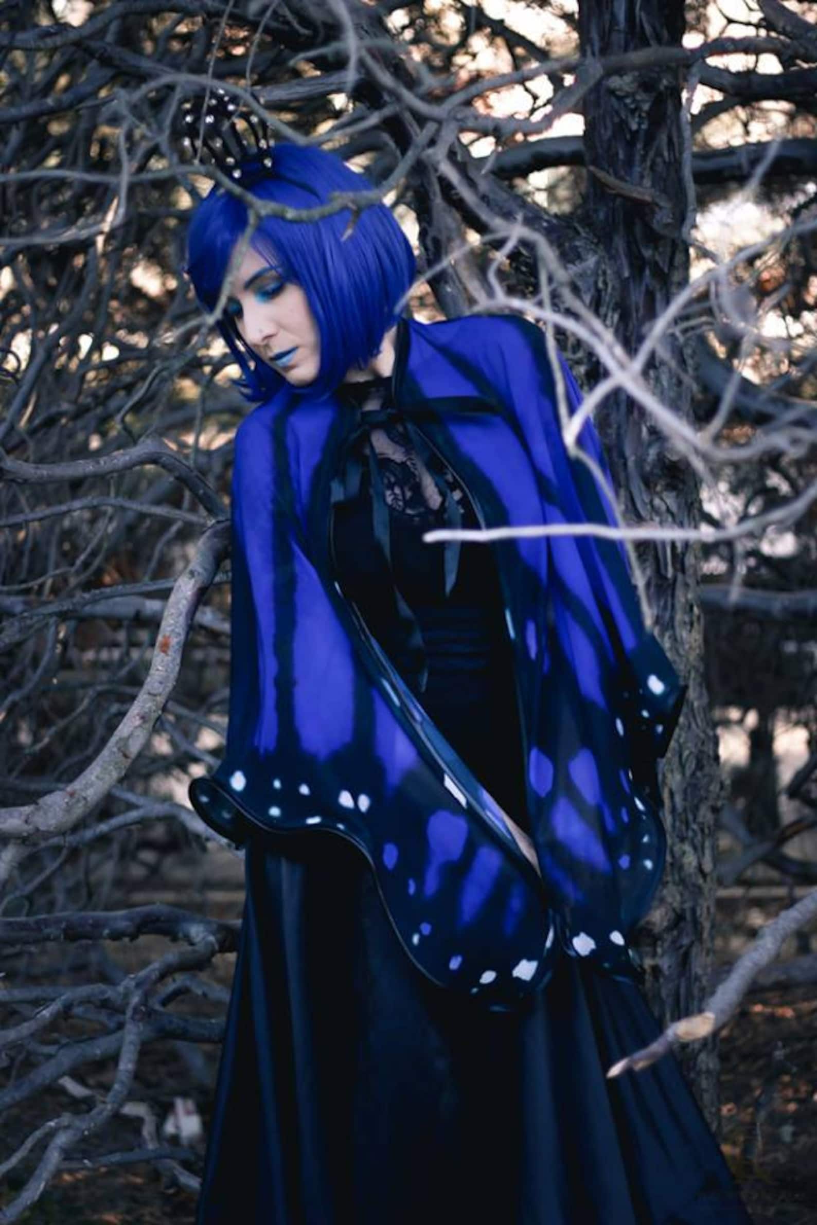 Blue Butterfly Cape Monarch Cloak Dance Wings Costume Short - Etsy ...