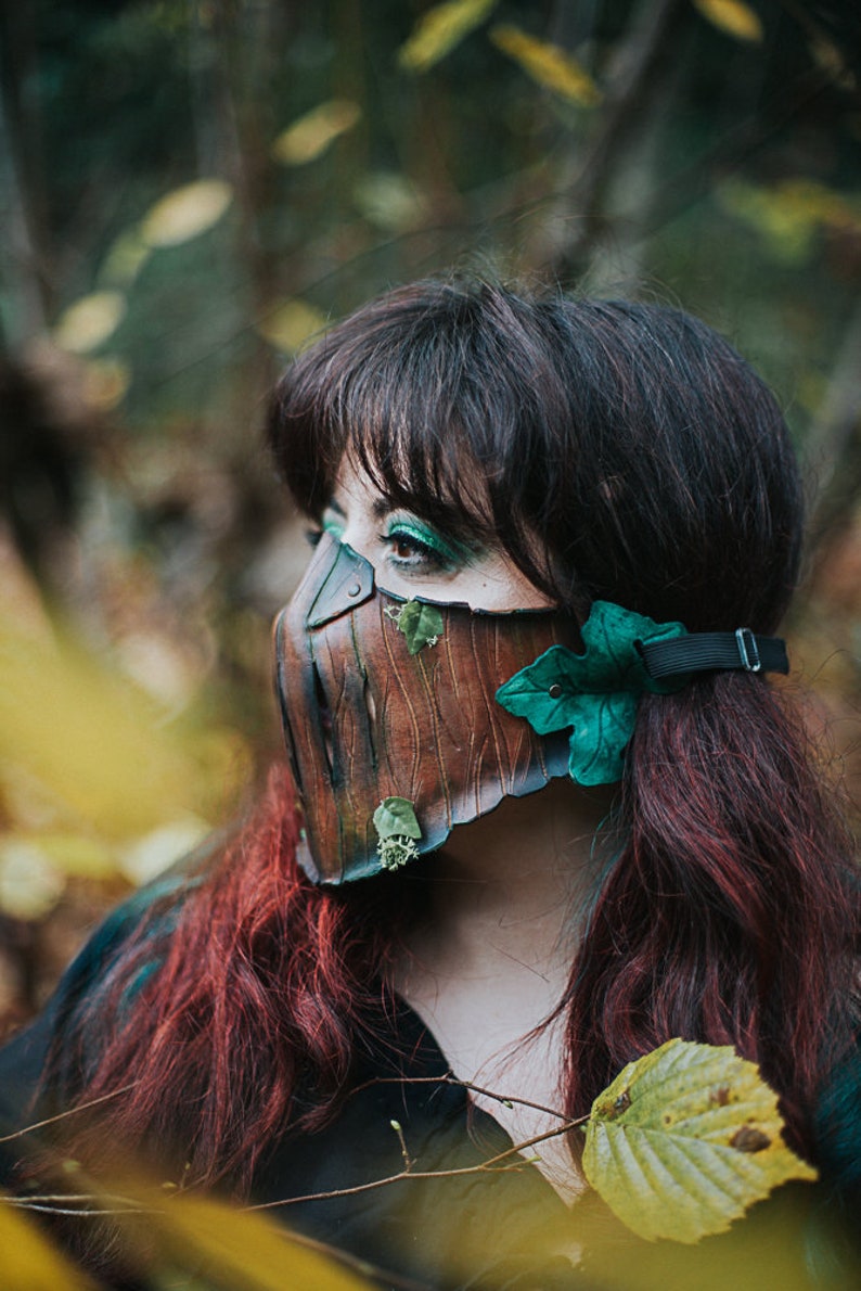 Leather Mask Druid Leaf Maple Autumn Natural Wiccan Masquerade - Etsy