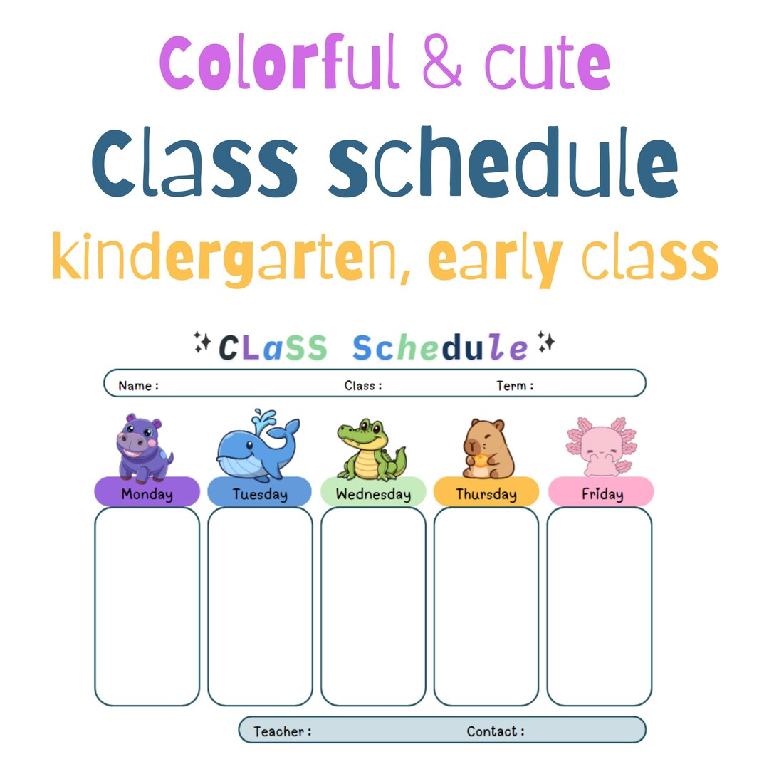 Class Schedule Chart - Etsy