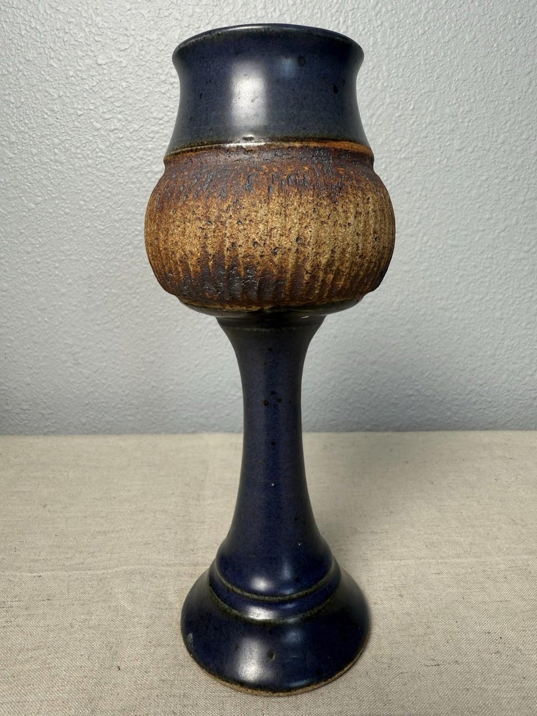 Stoneware Goblet Chalice Art Pottery Cobalt Blue Drip Glaze - Etsy