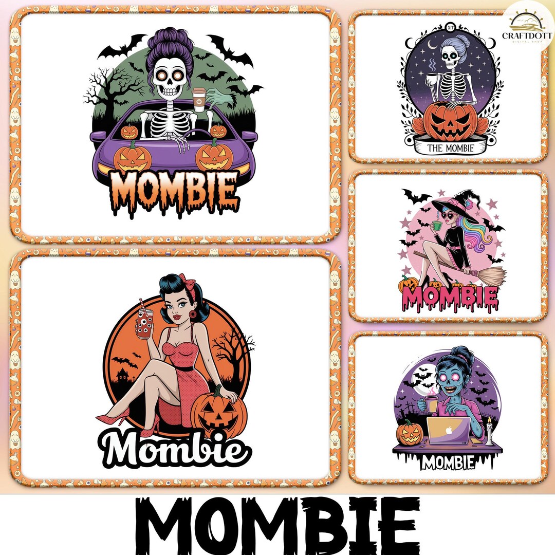 Mombie Halloween Png Bundle, 20 PNG Funny Mom, Scary Zombie Mama Png ...