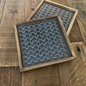 Large Rustic Wood and Chainmaille Coasters. Oversized Medieval - Etsy