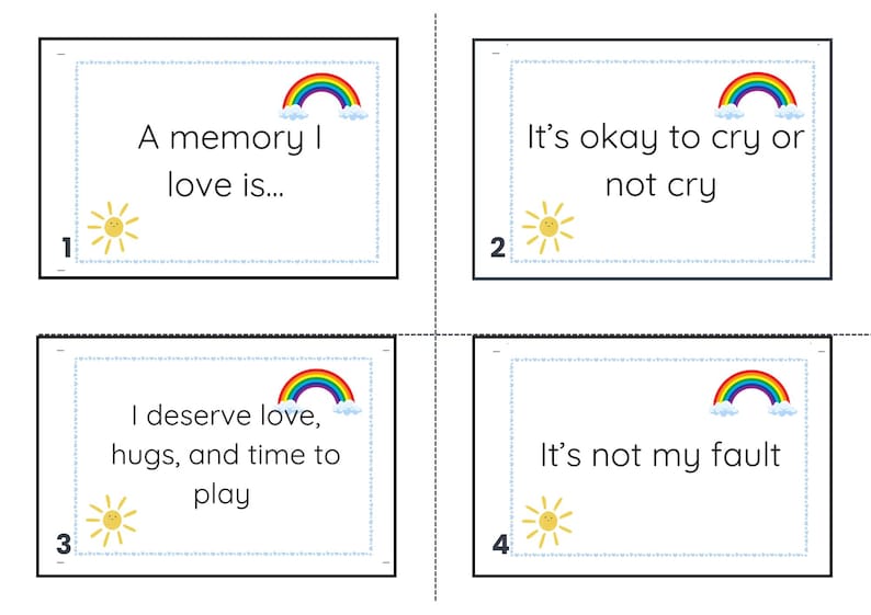 30 Emotional Support Flash Cards for Kids | Divorce & Separation Coping ...