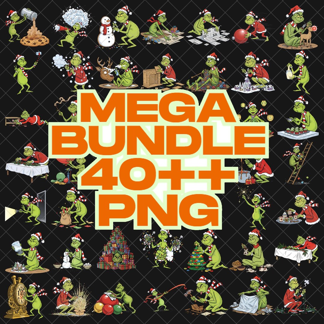 The Grinch PNG Files, Grinch Christmas Png Bundle,mega Bundle PNG ...
