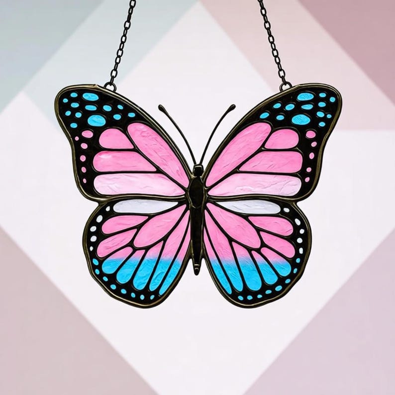 Colorful Acrylic Butterfly Window Panel Faux Stained Glass Suncatcher ...