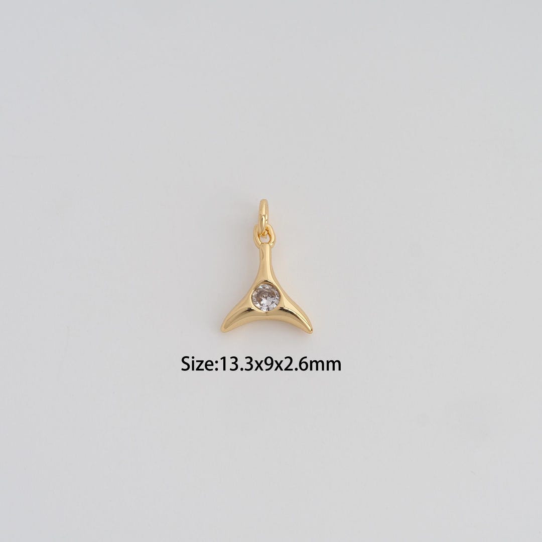 Dainty Gold Fishtail Pendant,18k Gold Filled Fishtail Charms,micropavé ...