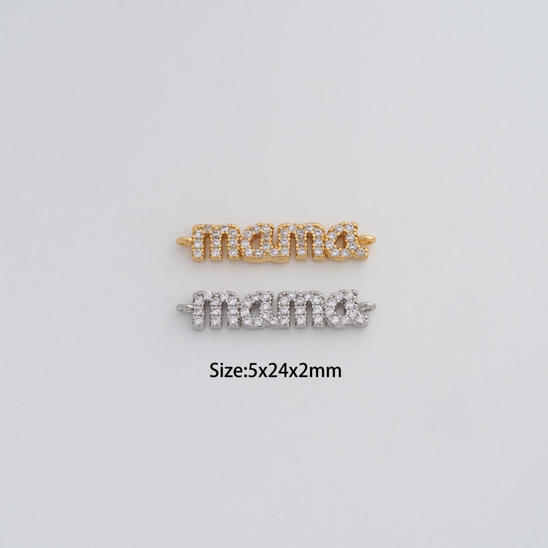 Dainty Gold MAMA Connectors,18k Gold Filled Letter Connectors,micropavé ...