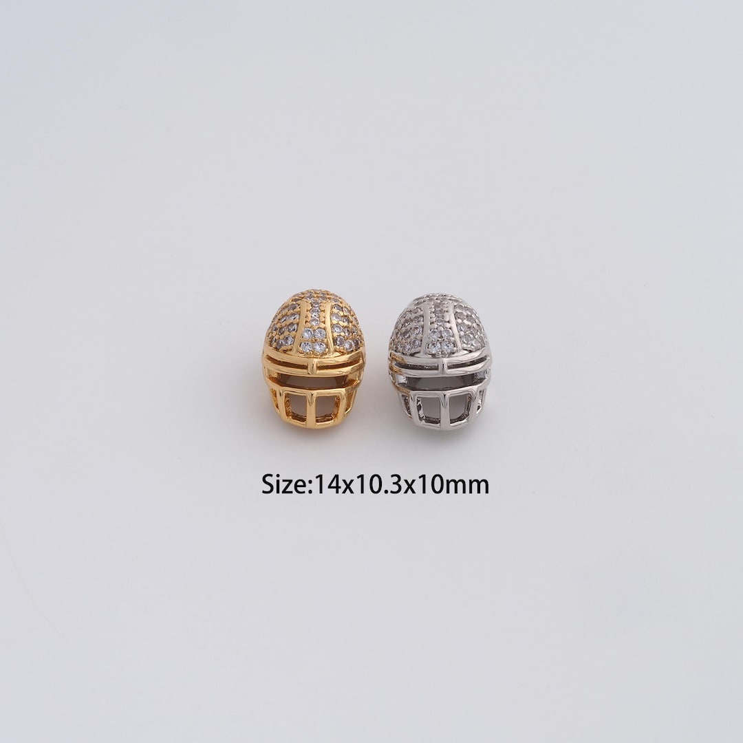 Dainty Gold Rugby Helmet Spacer Beads,18k Gold Filled Sports Bead ...