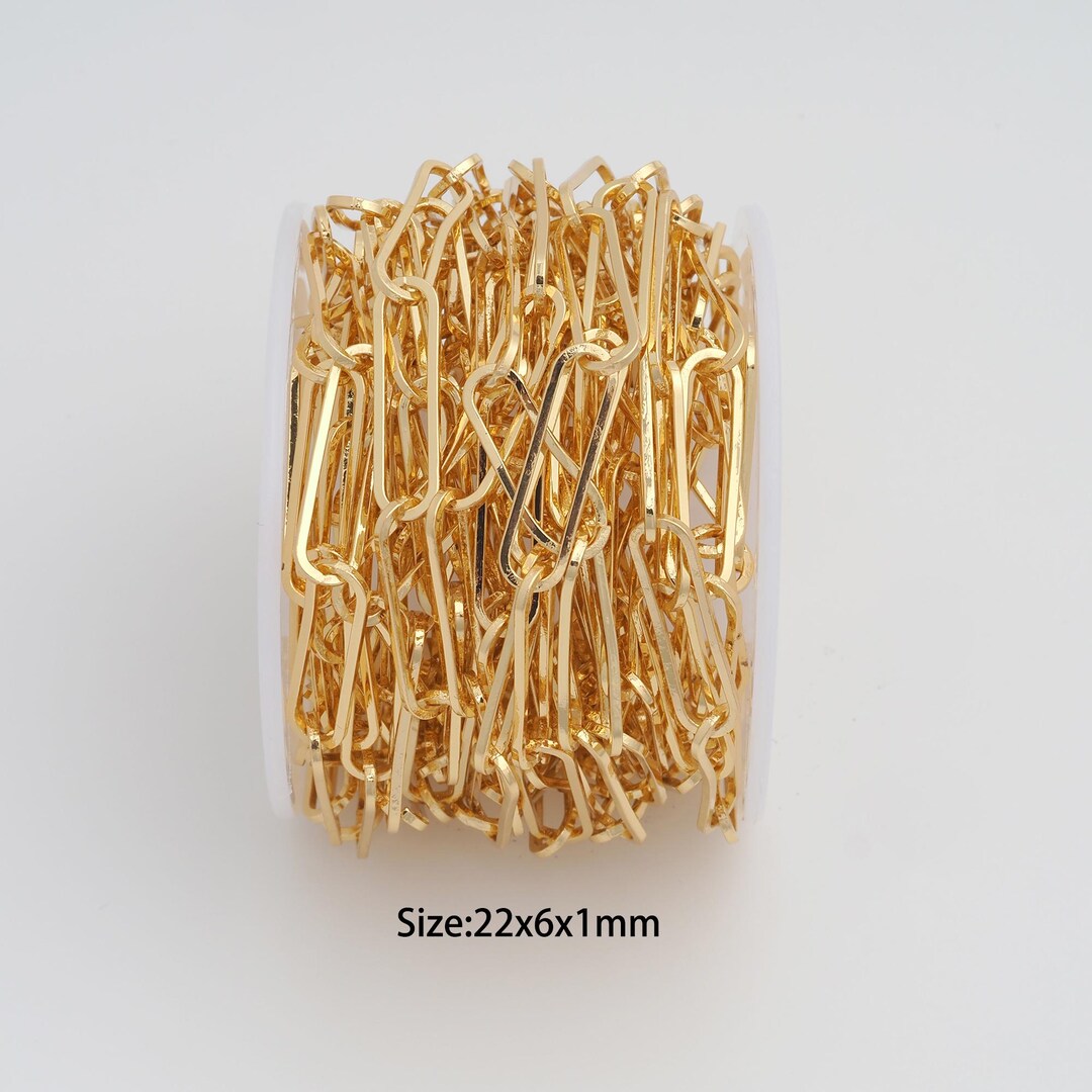 1 Meter Dainty Gold Paper Clip Chains,18k Gold Filled Specialty Chains ...