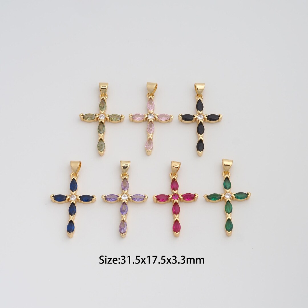 Dainty Gold Cross Pendant,18k Gold Filled Religious Charms,micropavé CZ ...