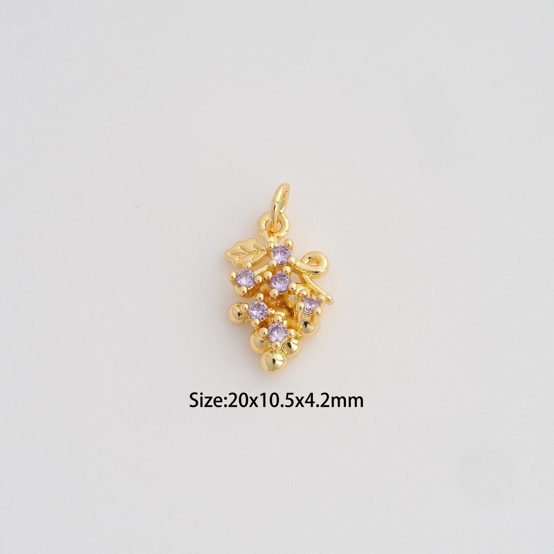 Gold Grape Pendant,18k Gold Filled Fruit Charms,micropavé CZ Grape ...