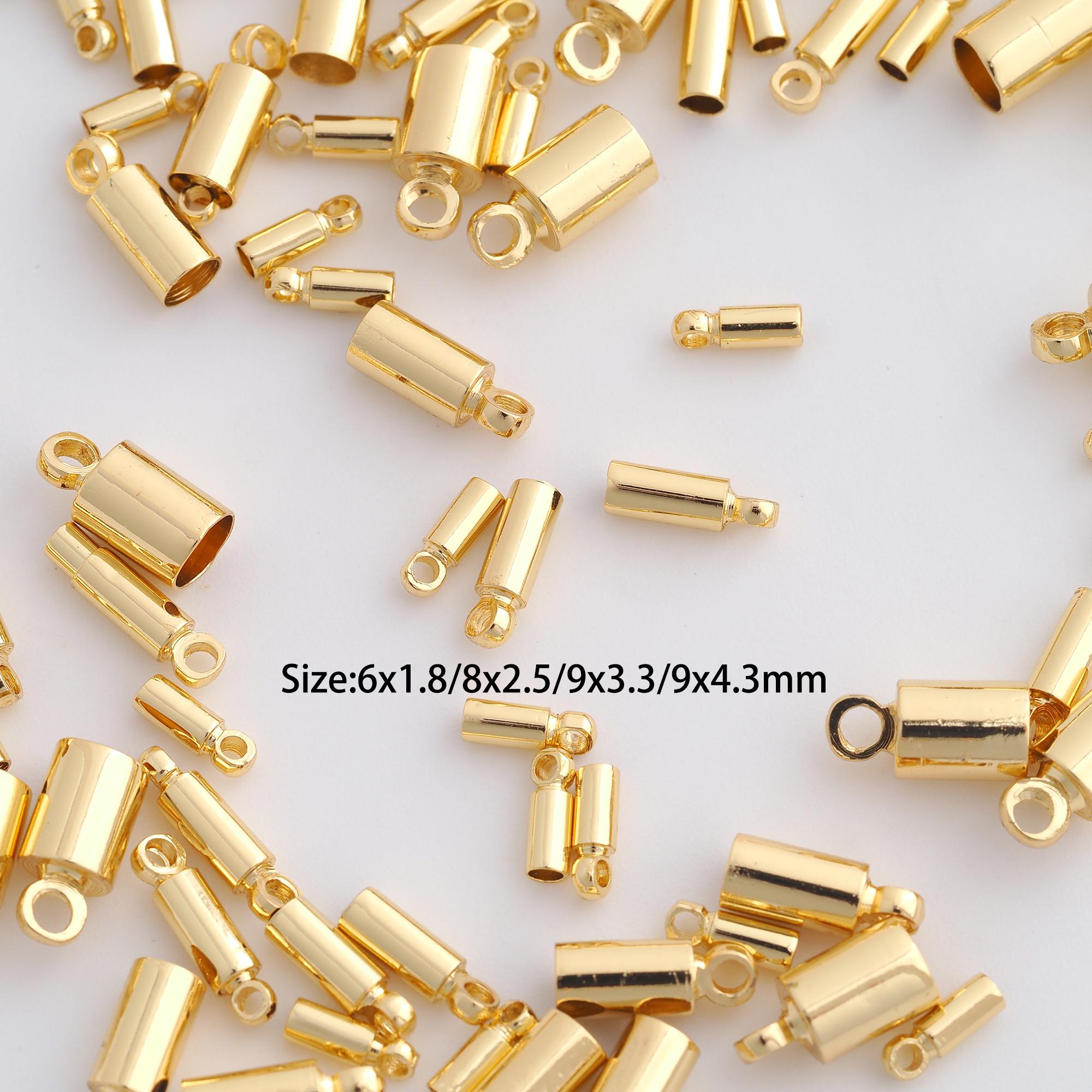 50 Pcs Dainty Gold Bead Caps Cord End,18k Gold Filled Cord Tip Solid ...