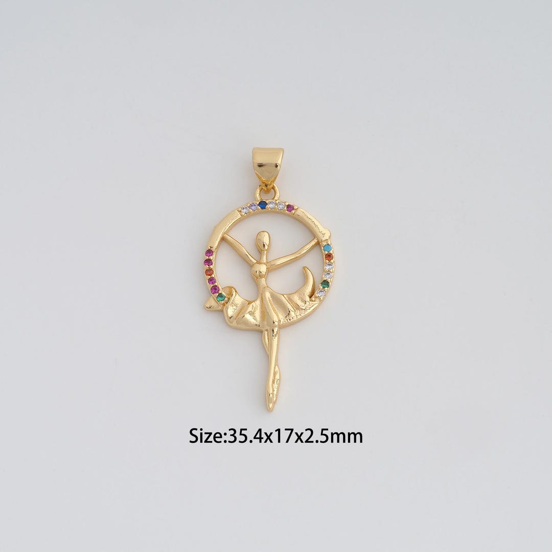 Dainty Gold Ballet Pendant,18k Gold Filled Dancer Charms,micropavé CZ ...