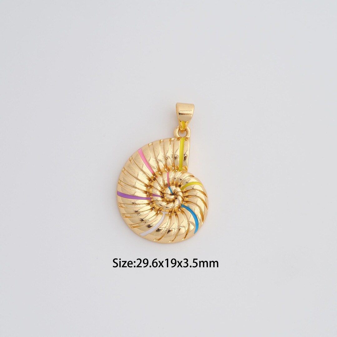Dainty Gold Snail Shell Pendant,18k Gold Filled Shell Charms,enamel ...