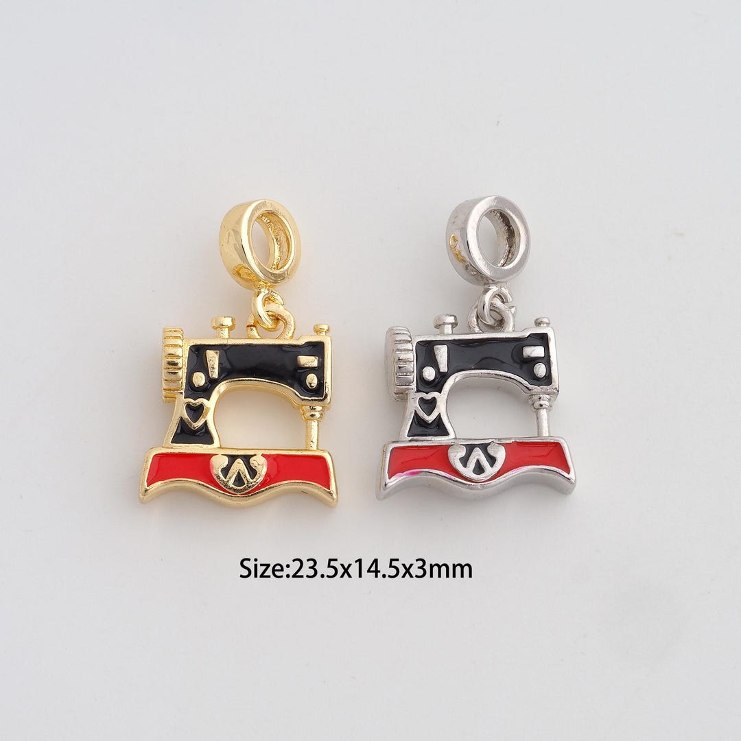 Enamel Sewing Machine Pendant,18k Gold Filled Sewing Machine Charms ...