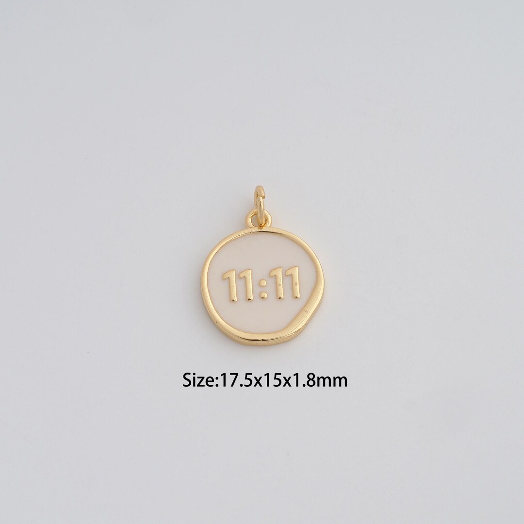 Dainty Gold Angel Number Pendant,18k Gold Filled Time Charms,enamel ...