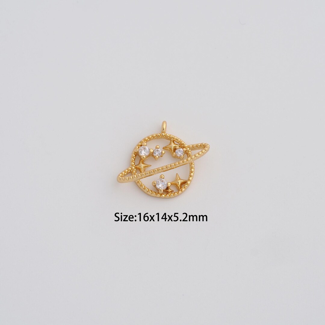 Dainty Gold Saturn Pendant,18k Gold Filled Universe Planet Charms ...