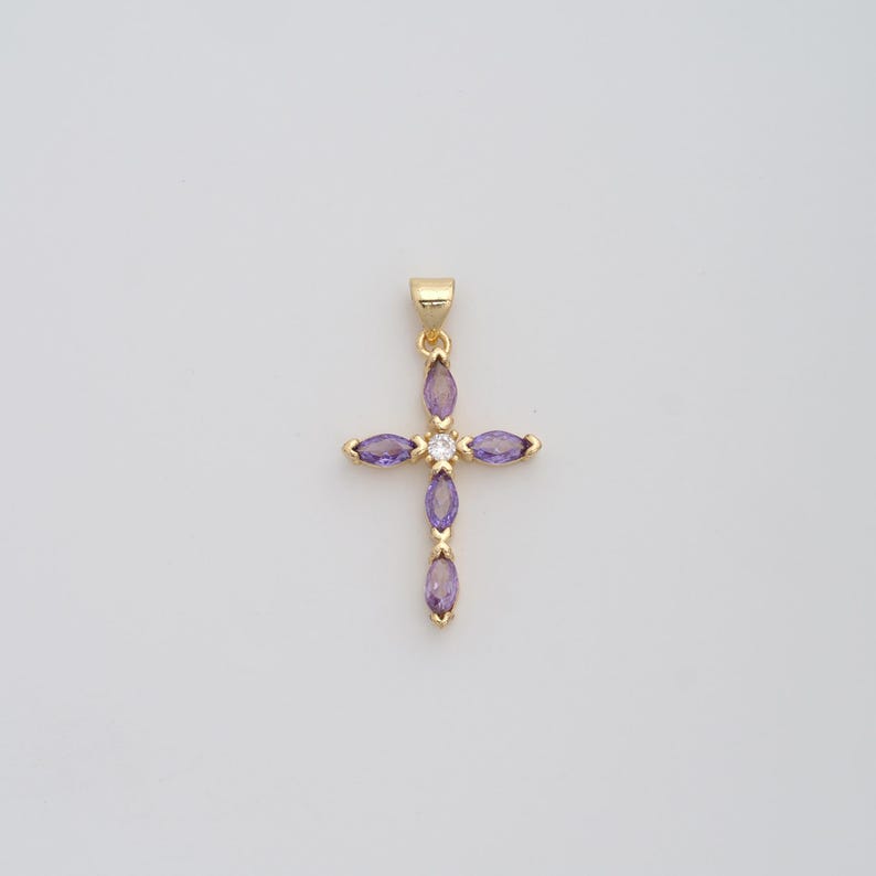 Dainty Gold Cross Pendant,18k Gold Filled Religious Charms,micropavé CZ ...