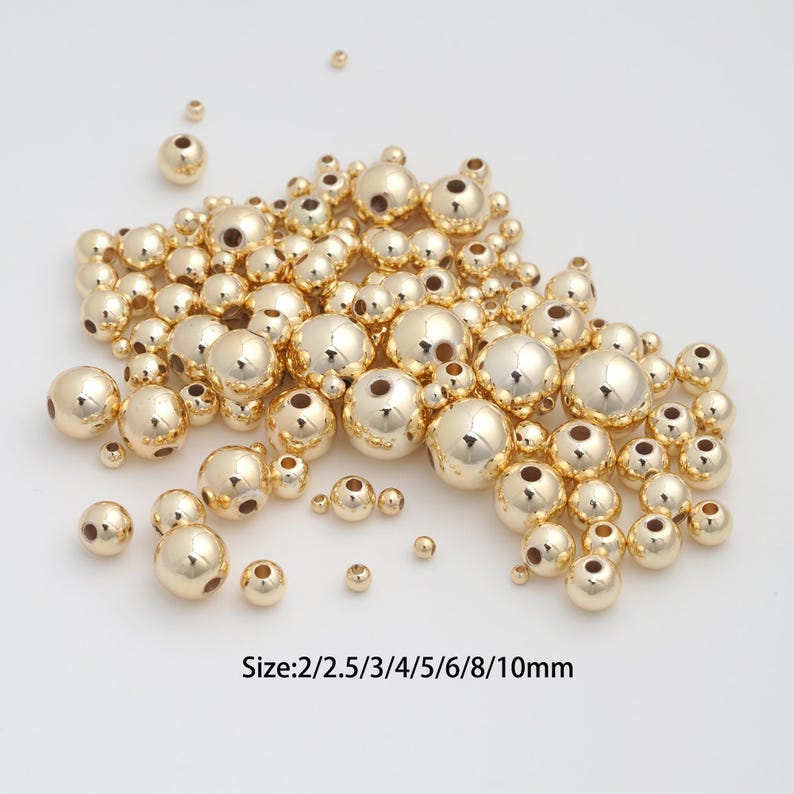 Dainty Gold Round Spacer Beads,14k Gold Filled Ball Beads,round Ball ...