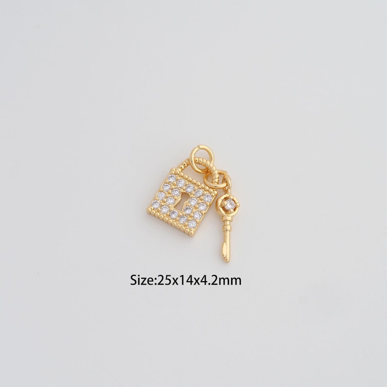 Dainty Gold Lock Pendant,18k Gold Filled Key Charms,micropavé CZ Lock ...