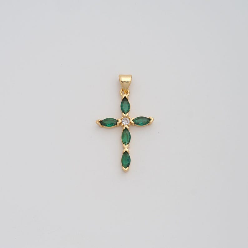 Dainty Gold Cross Pendant,18k Gold Filled Religious Charms,micropavé CZ ...