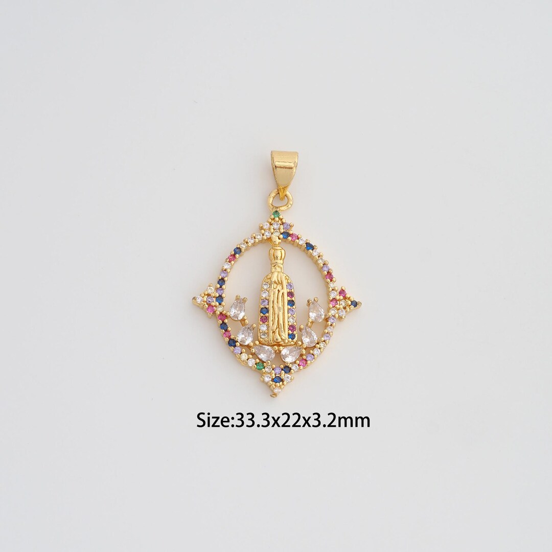 Dainty Gold Pope Pendant,18k Gold Filled Religious Charms,micropavé CZ ...