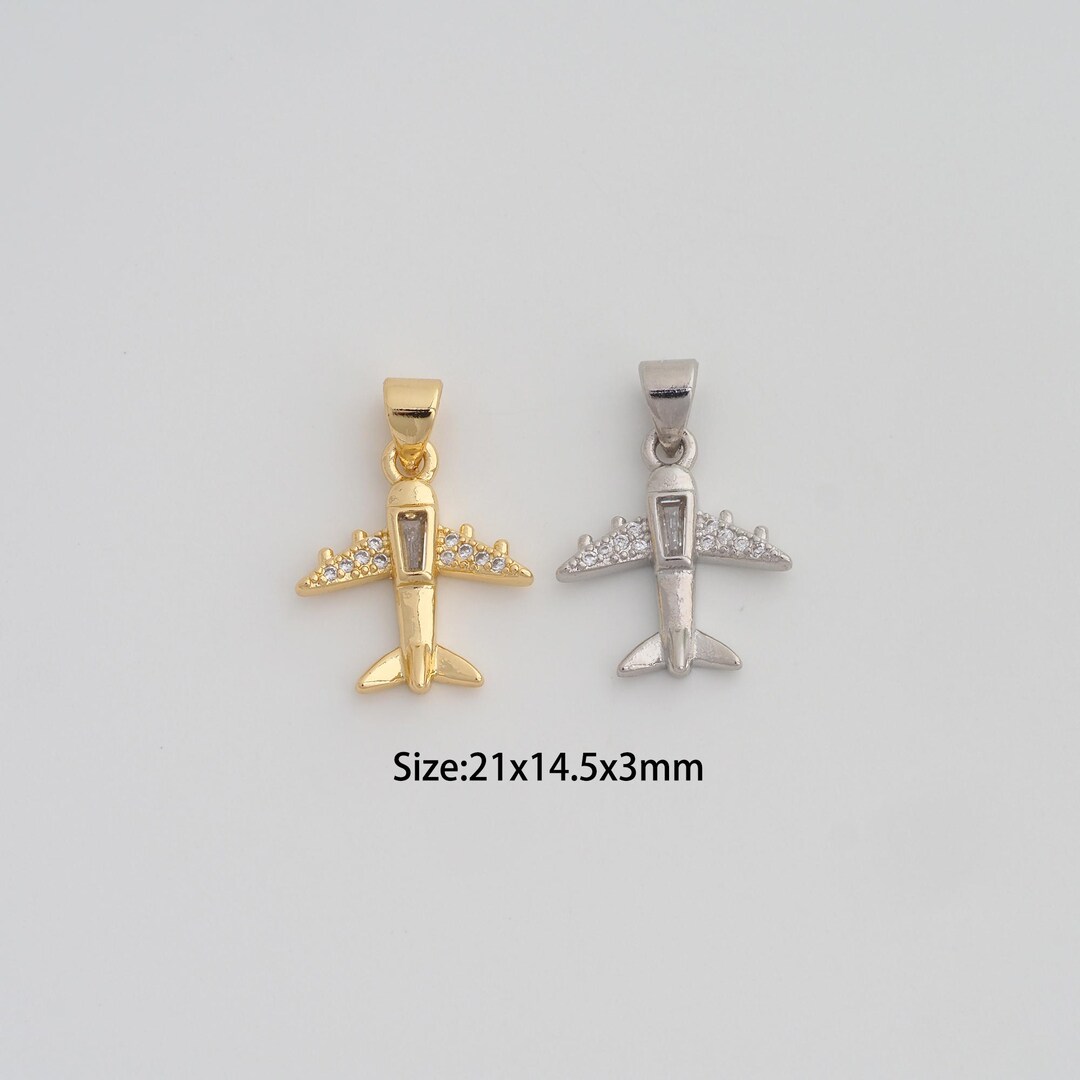 Dainty Gold Airplane Pendant,18k Gold Filled Airplane Charms,micropavé ...
