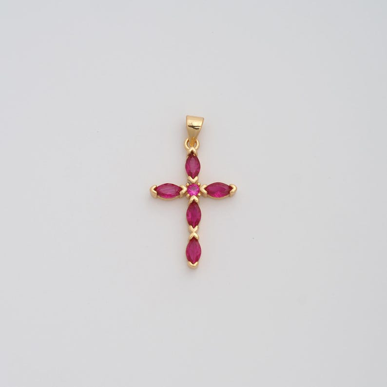 Dainty Gold Cross Pendant,18k Gold Filled Religious Charms,micropavé CZ ...