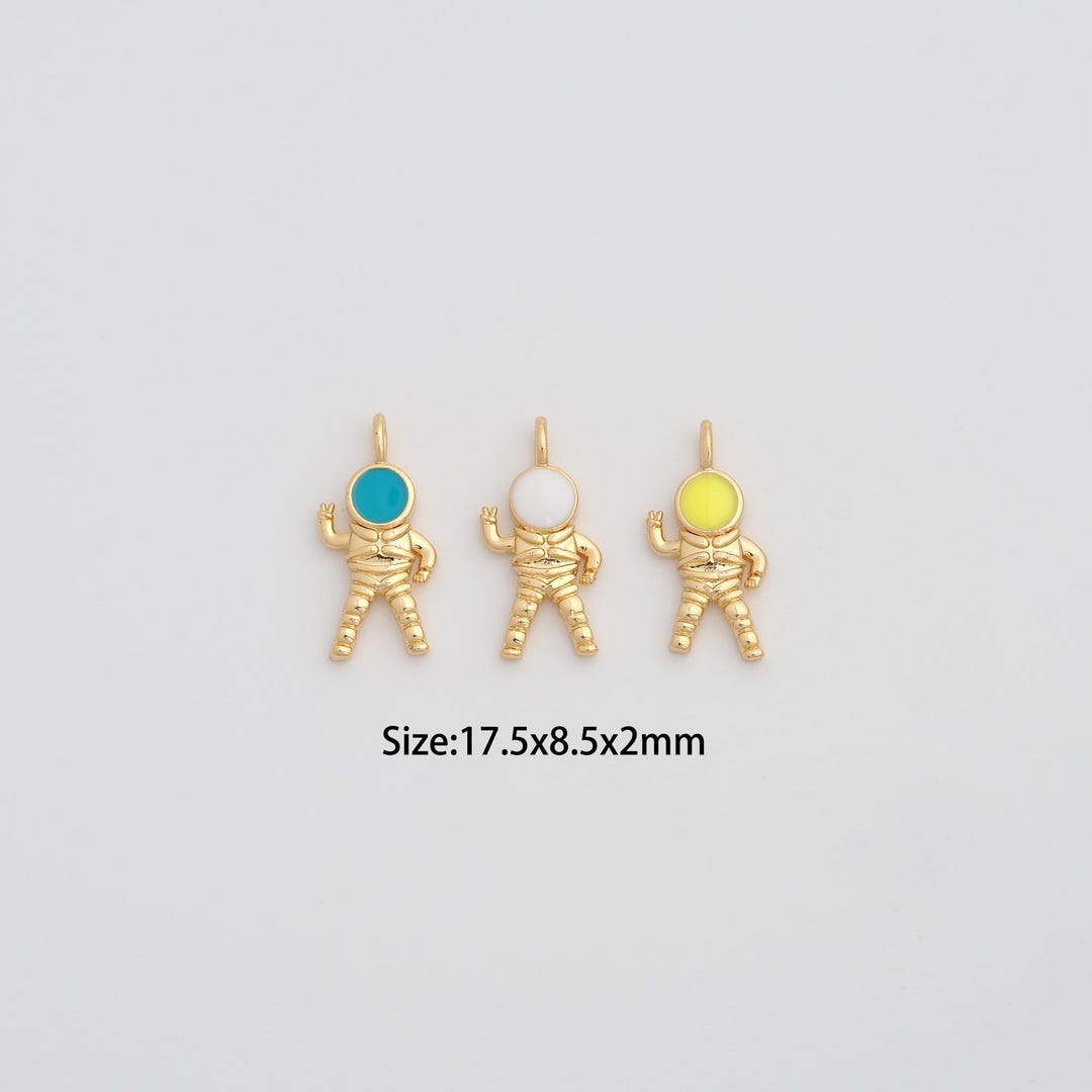 Dainty Gold Astronaut Pendant,18k Gold Filled Character Charms,enamel ...