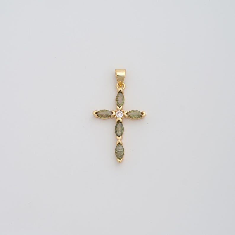 Dainty Gold Cross Pendant,18k Gold Filled Religious Charms,micropavé CZ ...